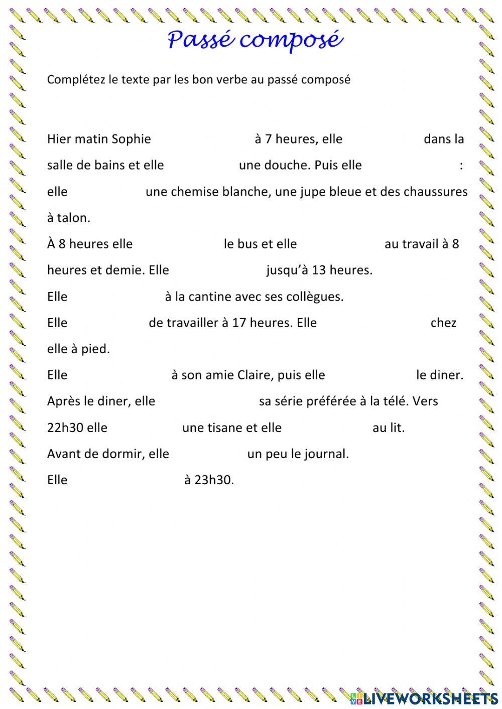 Passé Composé Online Pdf Worksheet Live Worksheets