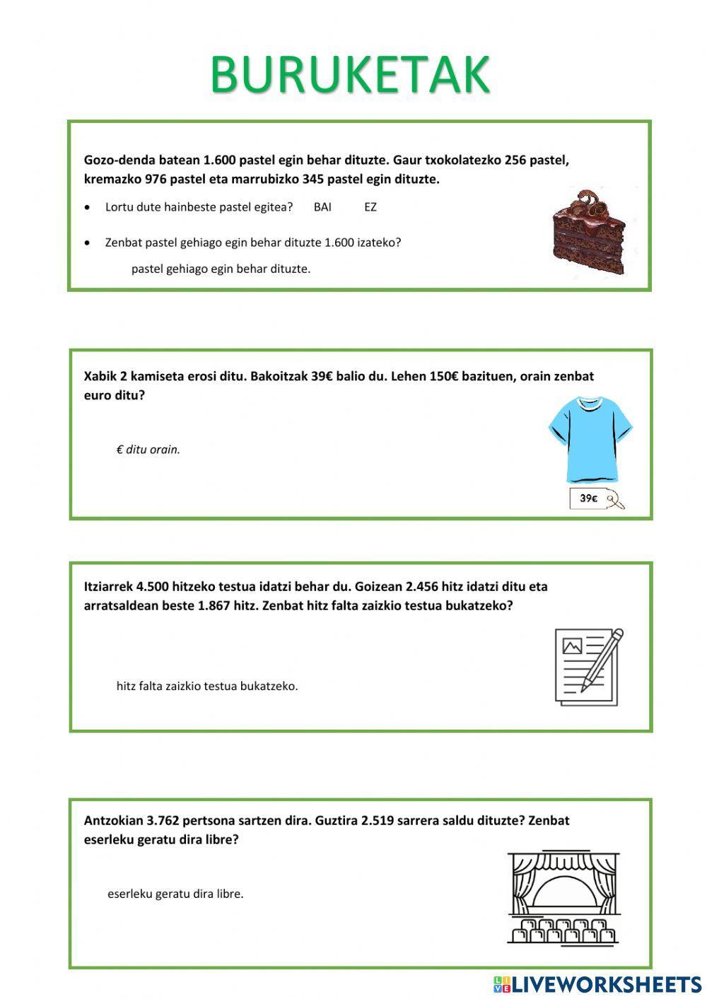 Buruketak 3. ma… | Free Interactive Worksheets | 2241029