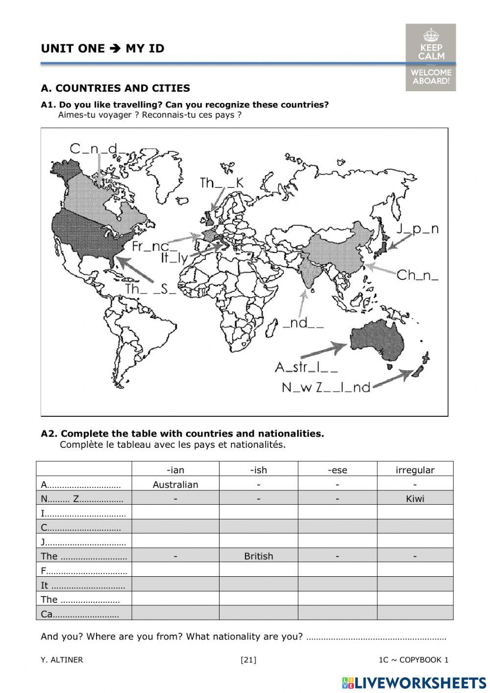 Unit One Page 20 online exercise for | Live Worksheets