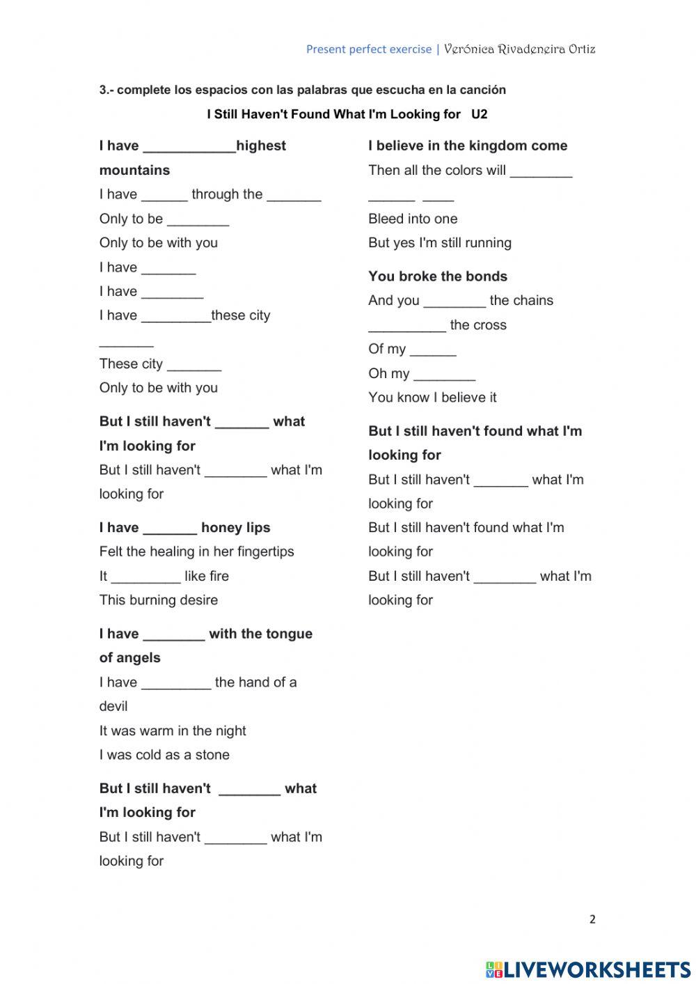 2241063 | Present perfect with a song | ALEXANDRA