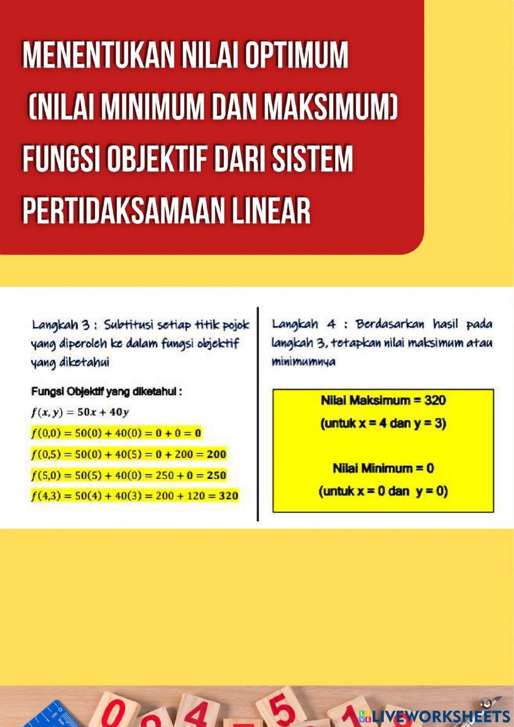 LKPD Program Linear (SPTLDV) 2 worksheet | Live Worksheets