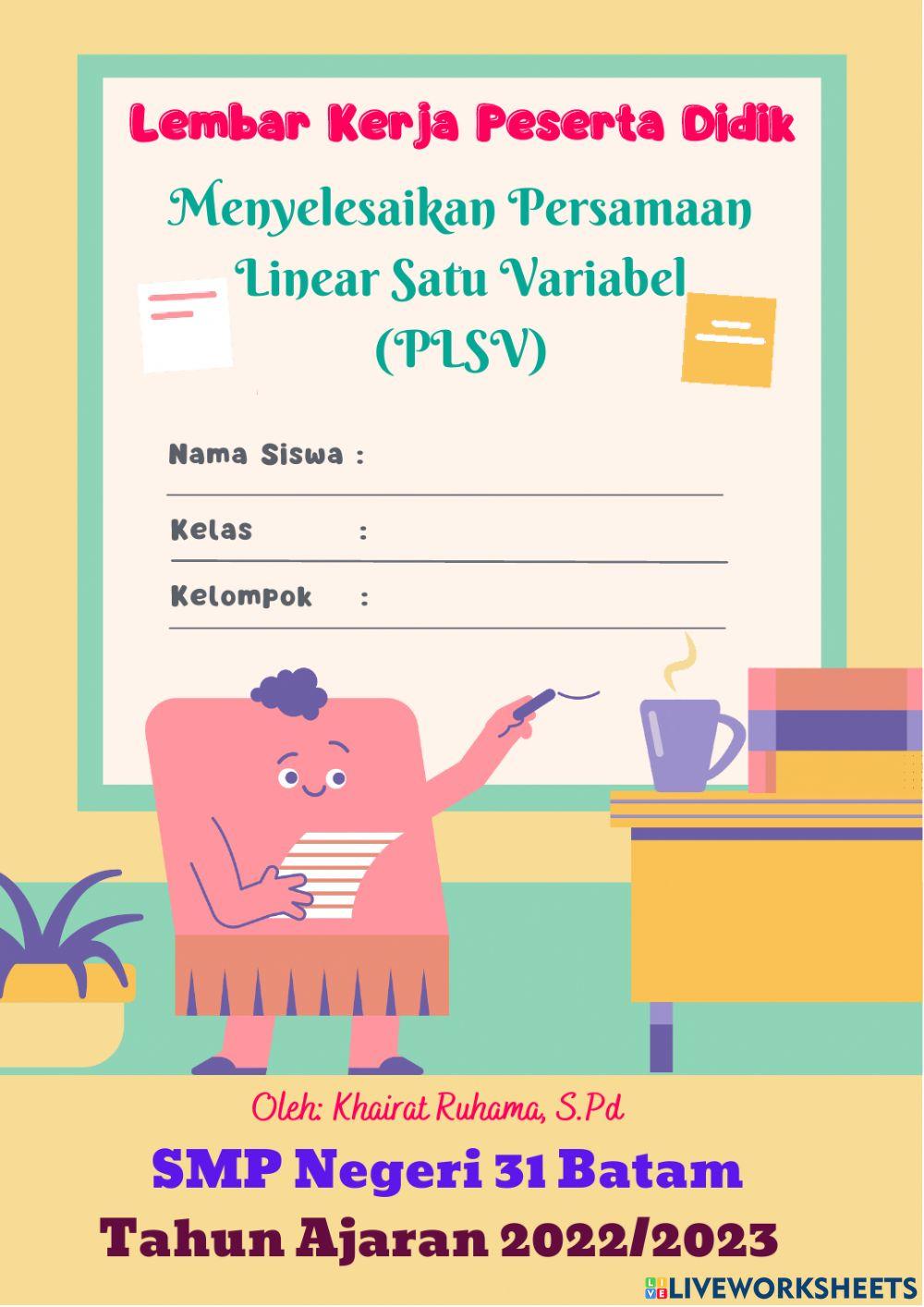 Menyelesaikan PLSV worksheet | Live Worksheets
