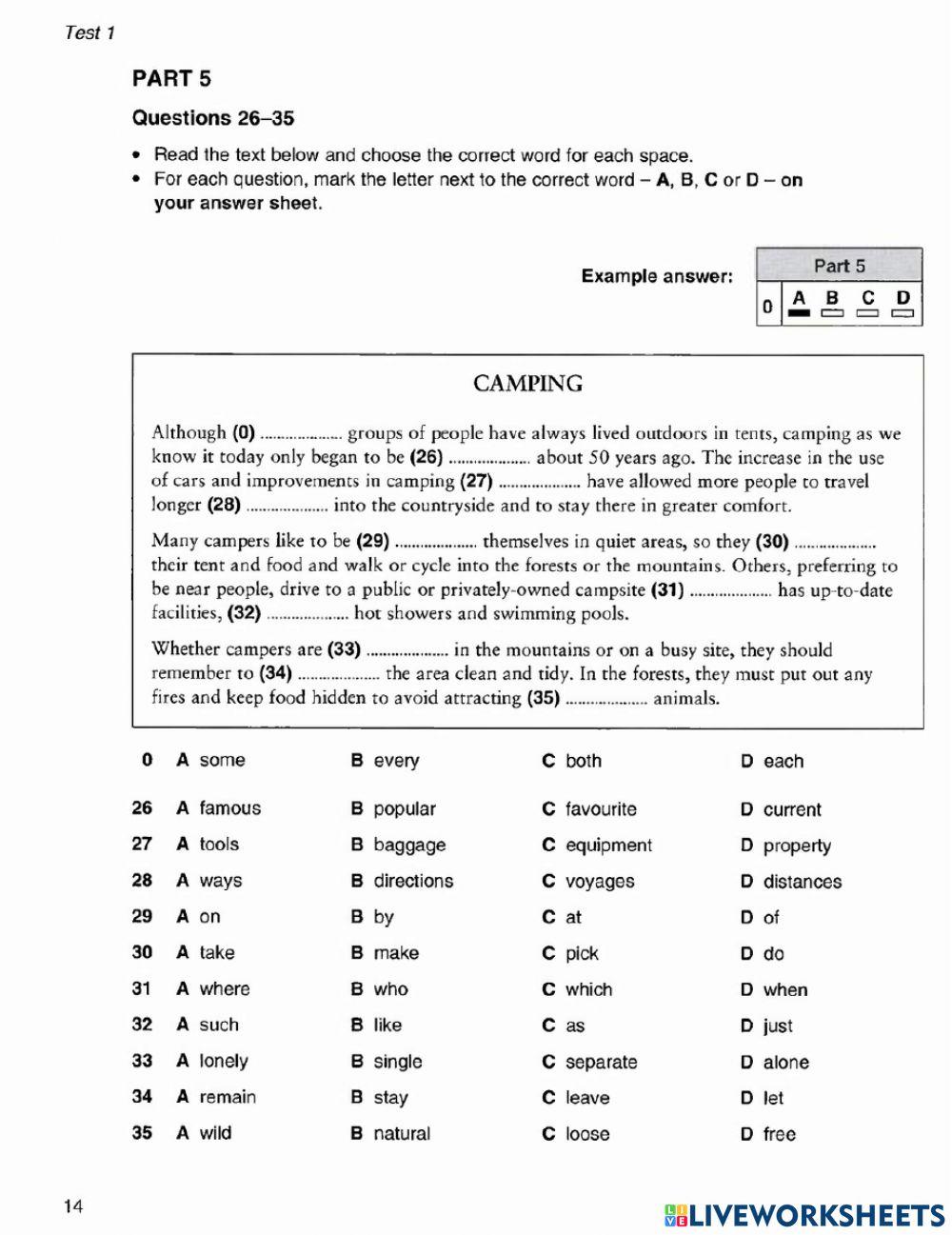 2241590 | PET Exam Reading Test 1 | farrov02