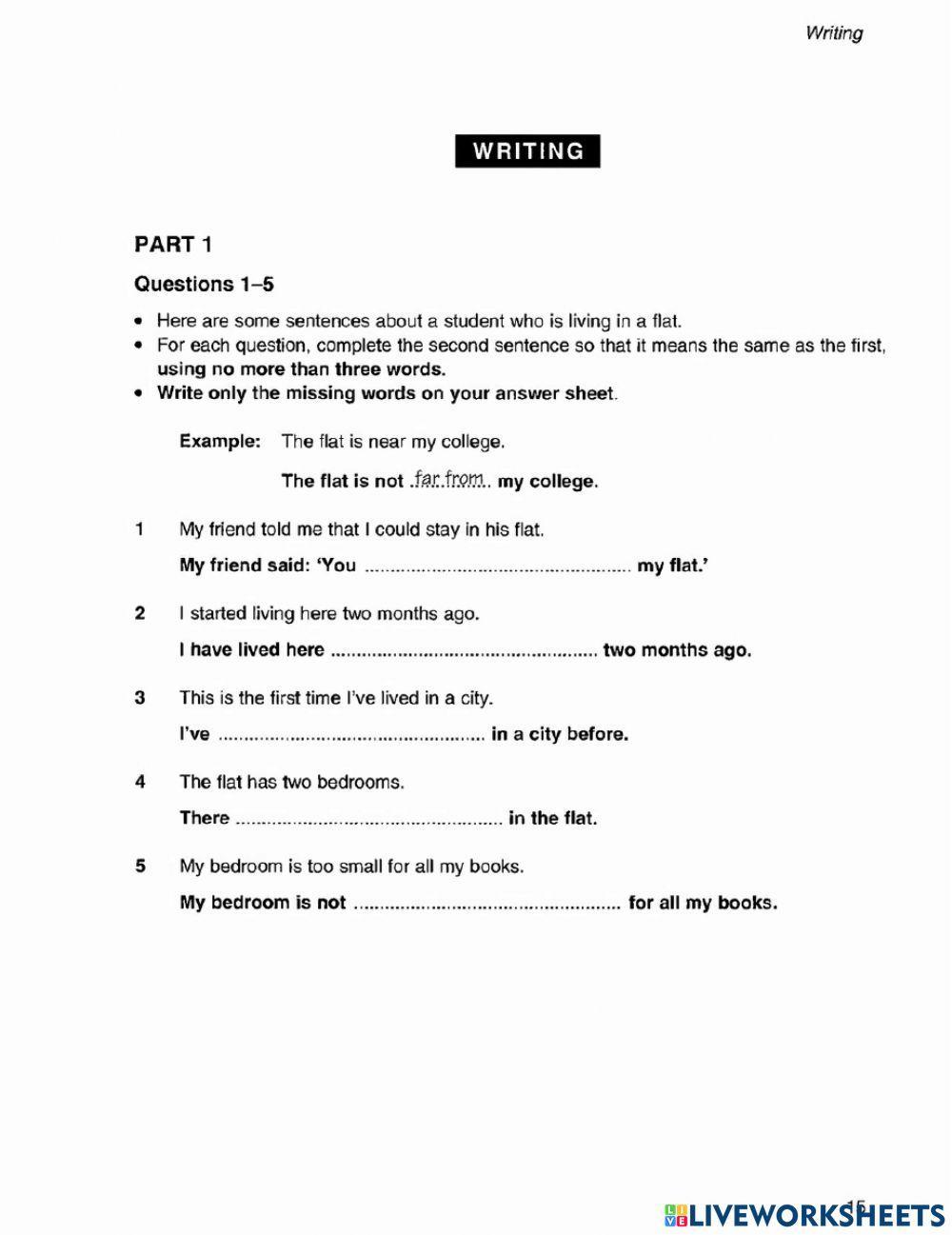 PET EXAM - Writ… | Free Interactive Worksheets | 2241658