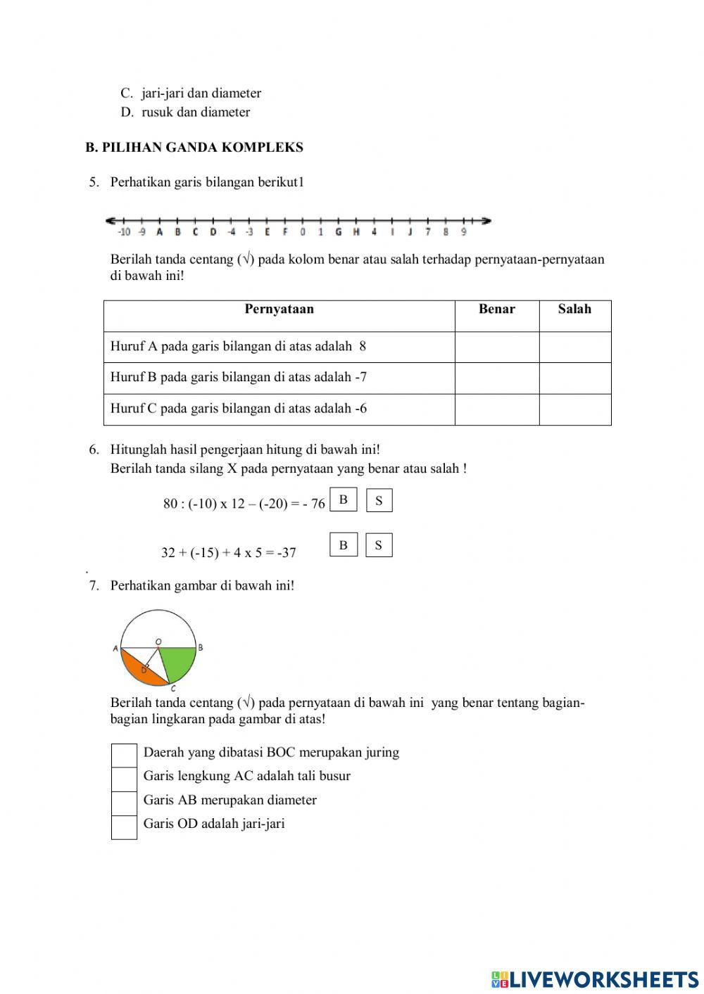 Belajar Tentang Matematika worksheet | Live Worksheets
