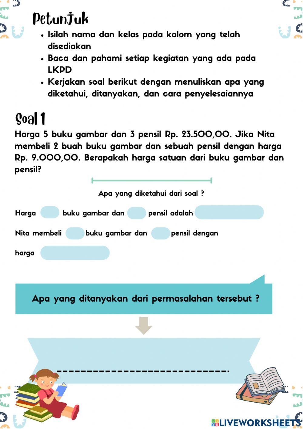 Spldv interactive exercise for 8 | Live Worksheets