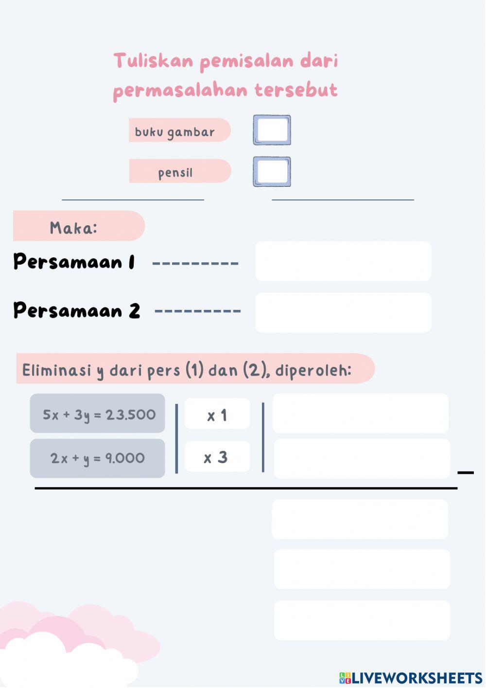 Spldv interactive exercise for 8 | Live Worksheets