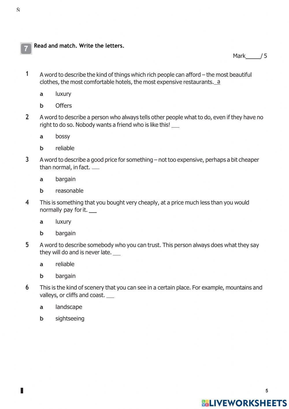 English exam un… | Free Interactive Worksheets | 2241928