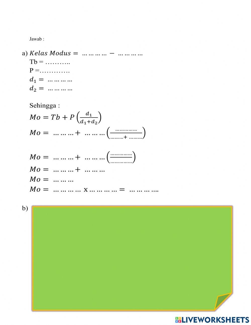 Tes evaluasi formatif materi modus worksheet | Live Worksheets