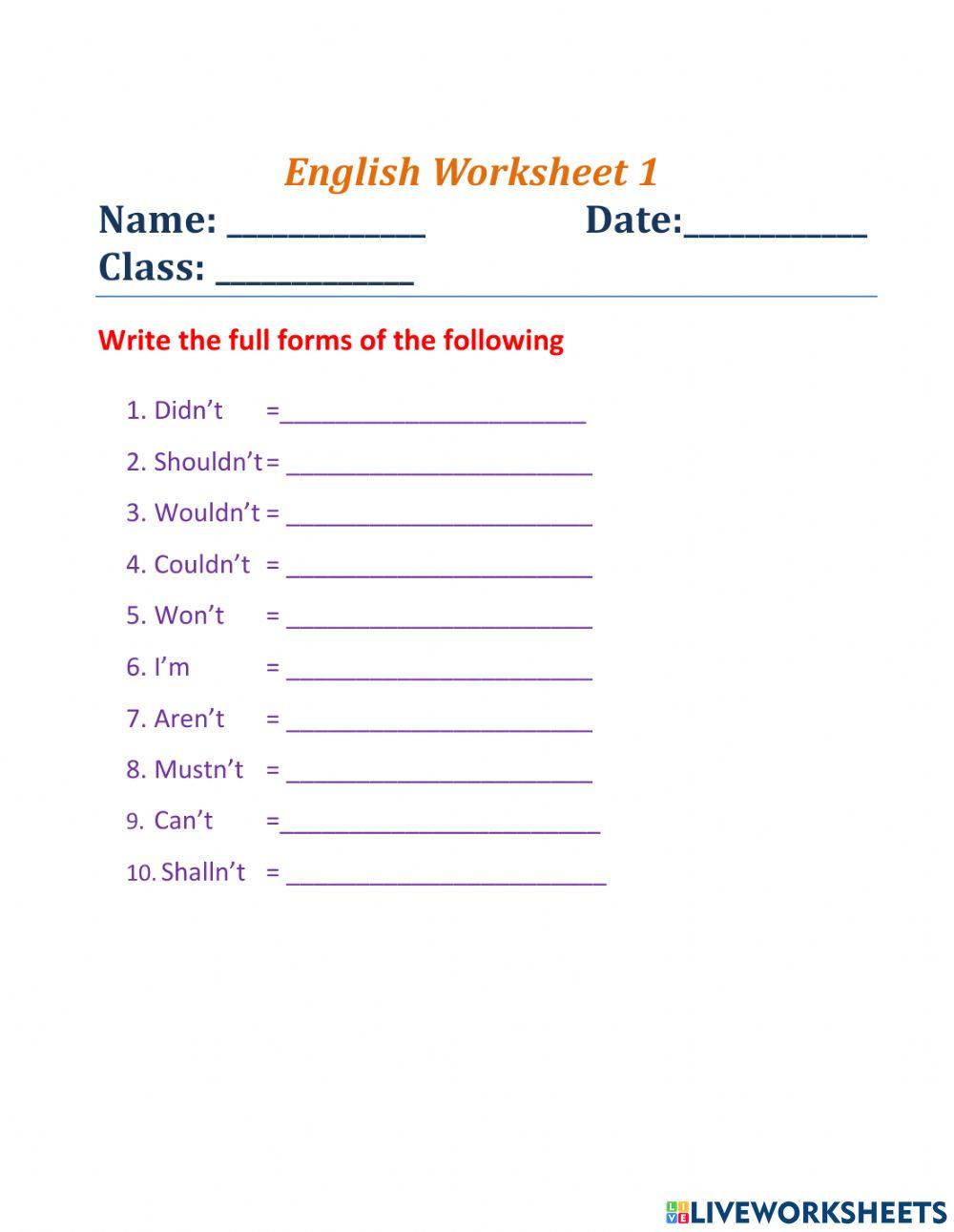 Full forms 2242156 | vadivel1103 | Live Worksheets