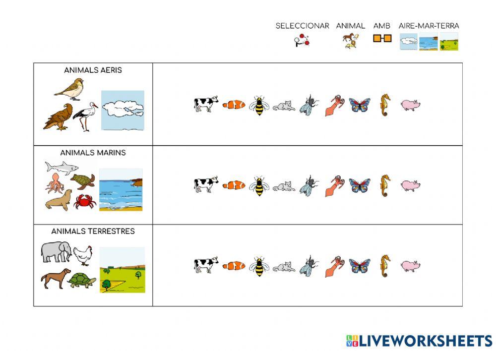 Els animals | Free Interactive Worksheets | 2242337