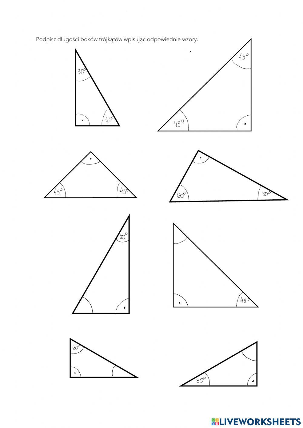 Tr jk ty 30 60 90 Oraz 45 45 90 Worksheet Live Worksheets tr-jk-ty-30-60-90-oraz-45-45-90-worksheet-live-worksheets