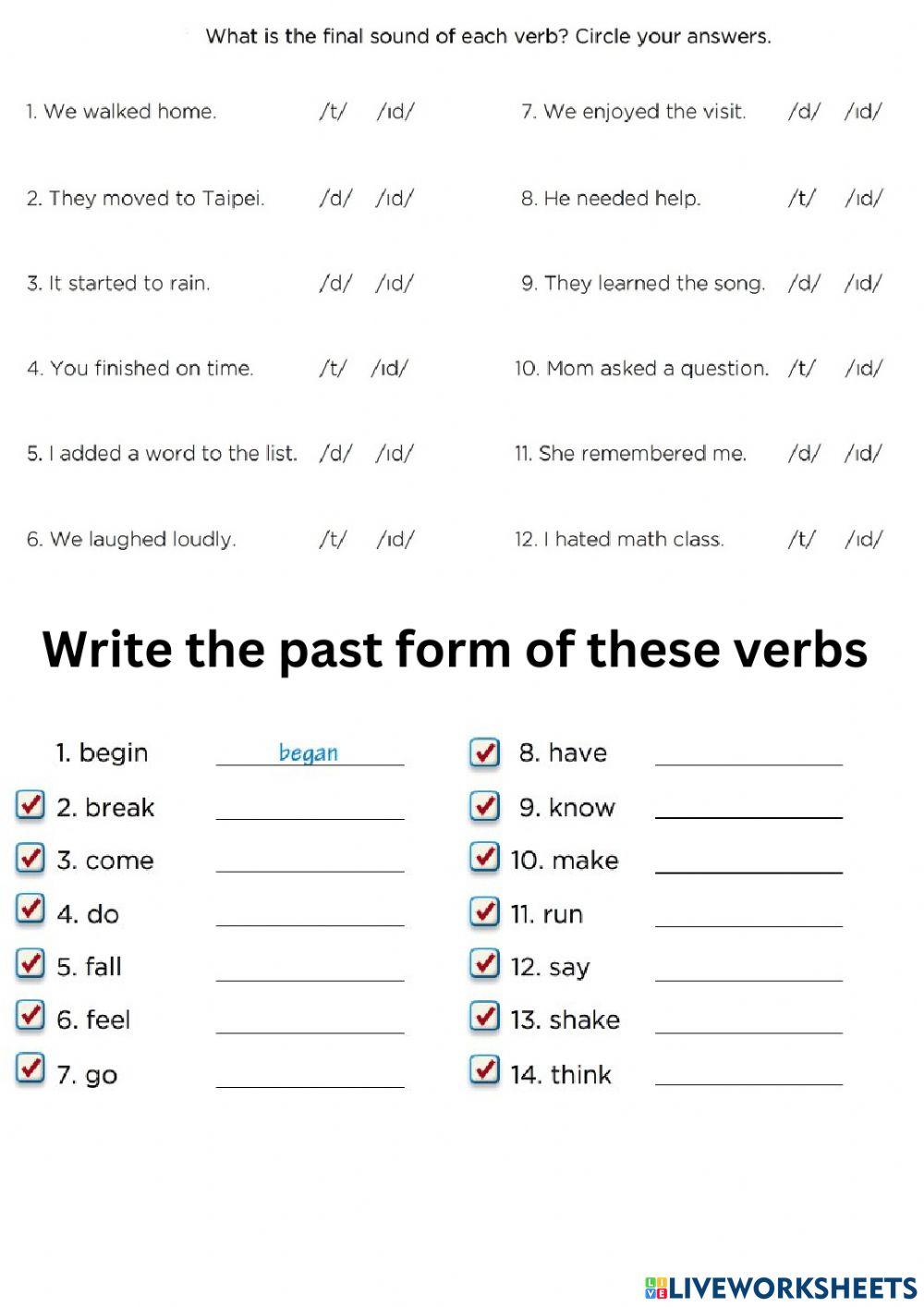 2242462 | Simple past irregular | clasesonline01