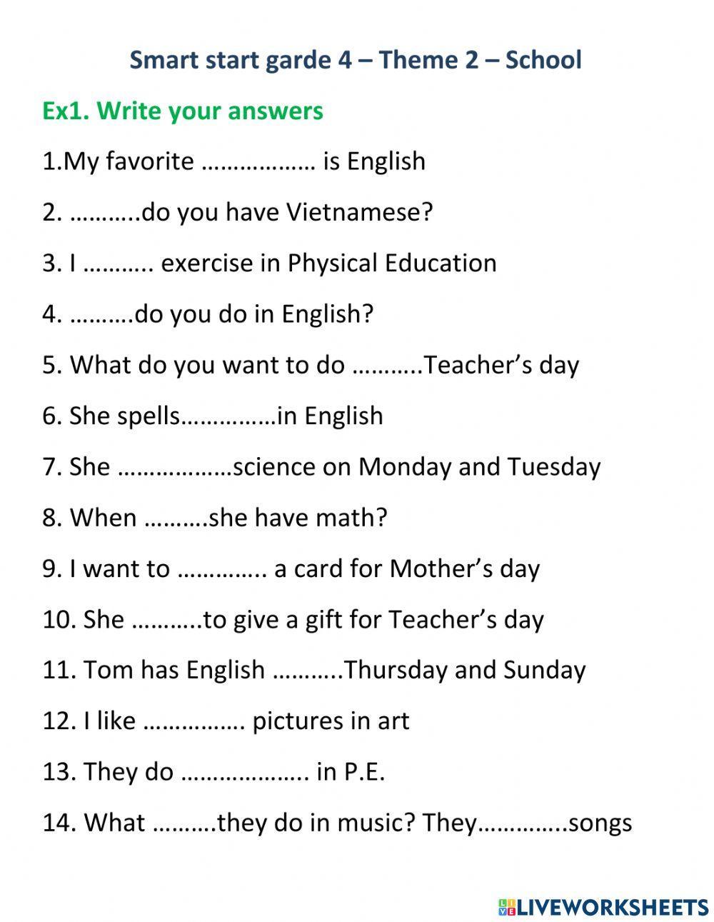 Smart start grade 4 theme 2 | lilynguyen1997 | Live