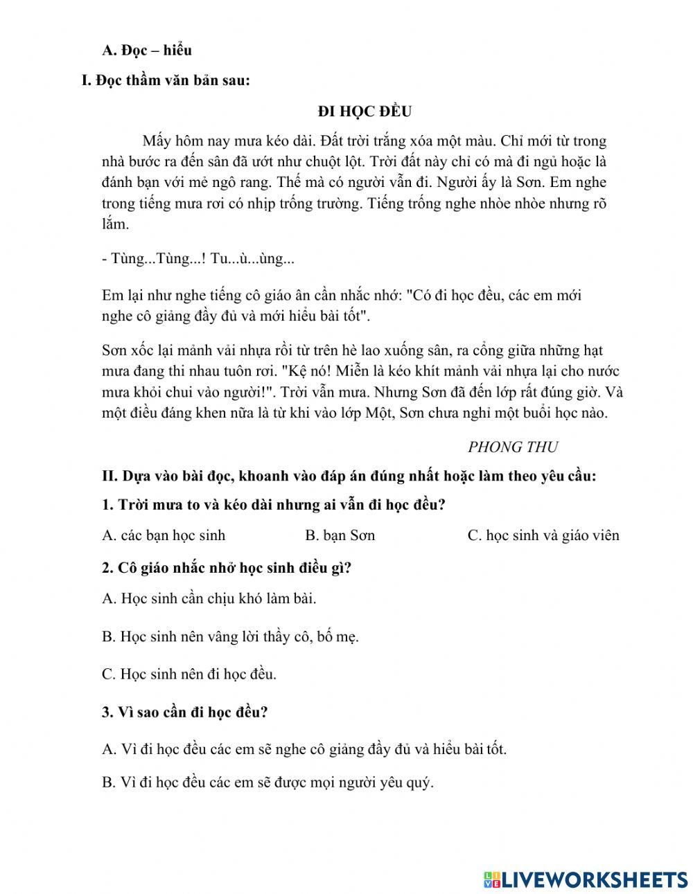 Vietnamese online worksheet for 2 | Live Worksheets