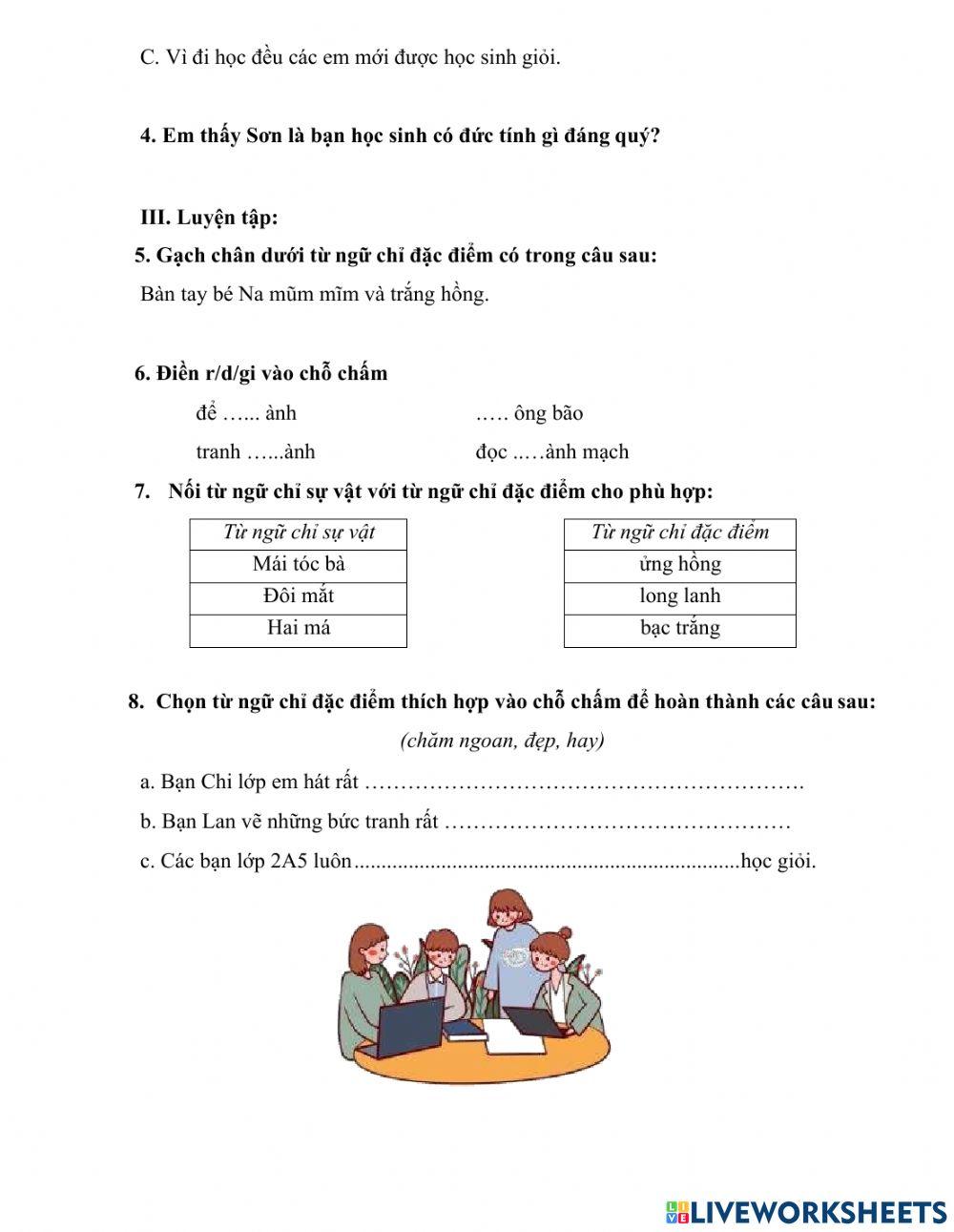Vietnamese online worksheet for 2 | Live Worksheets