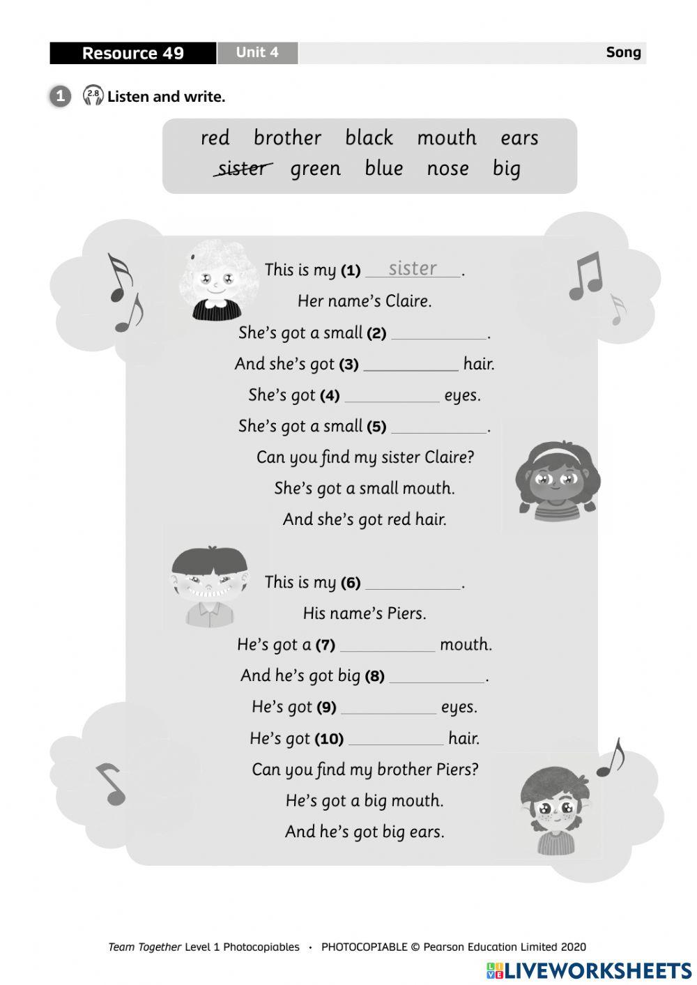 LP1 Team Together 1 Unit 4 Lesson3 Song 6920011 | Ania