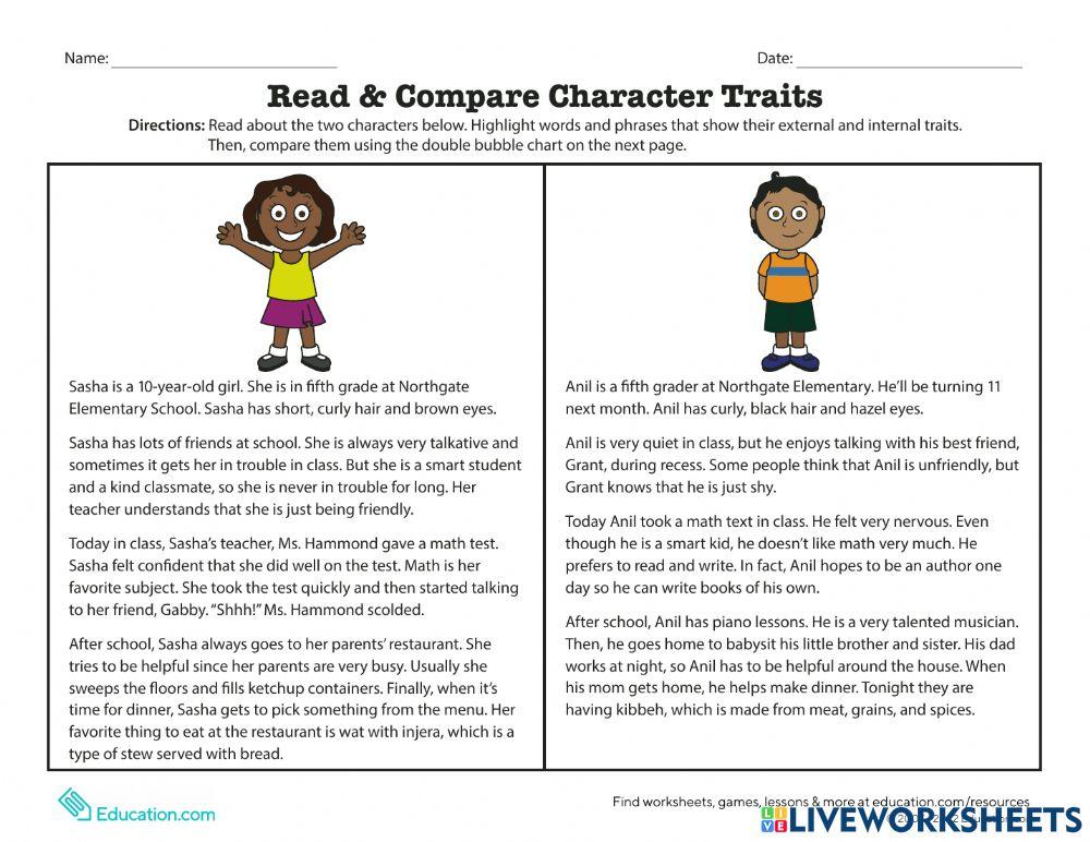 Compare and contrast online exercise for | Live Worksheets