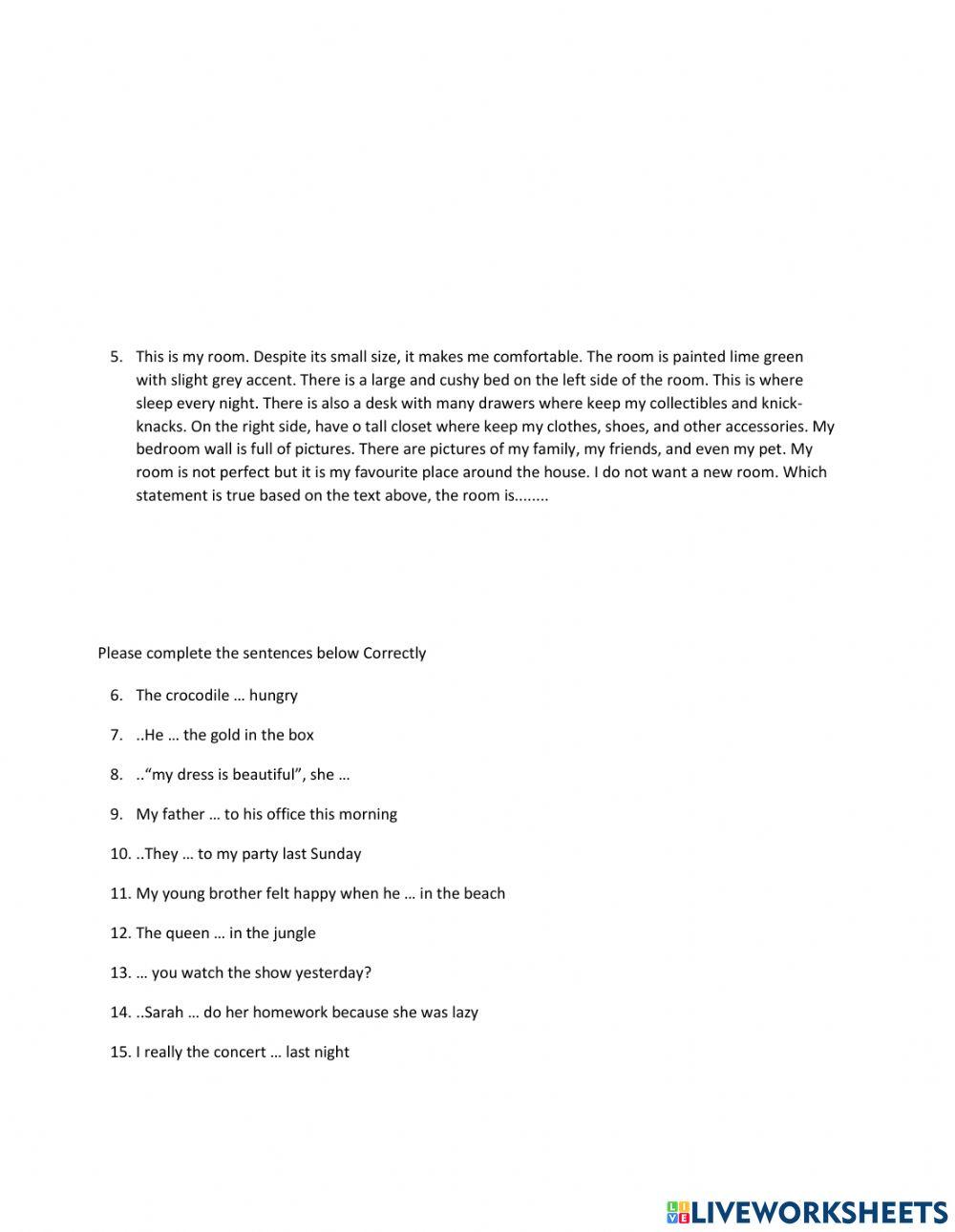 Descriptive text online exercise for III/V | Live Worksheets