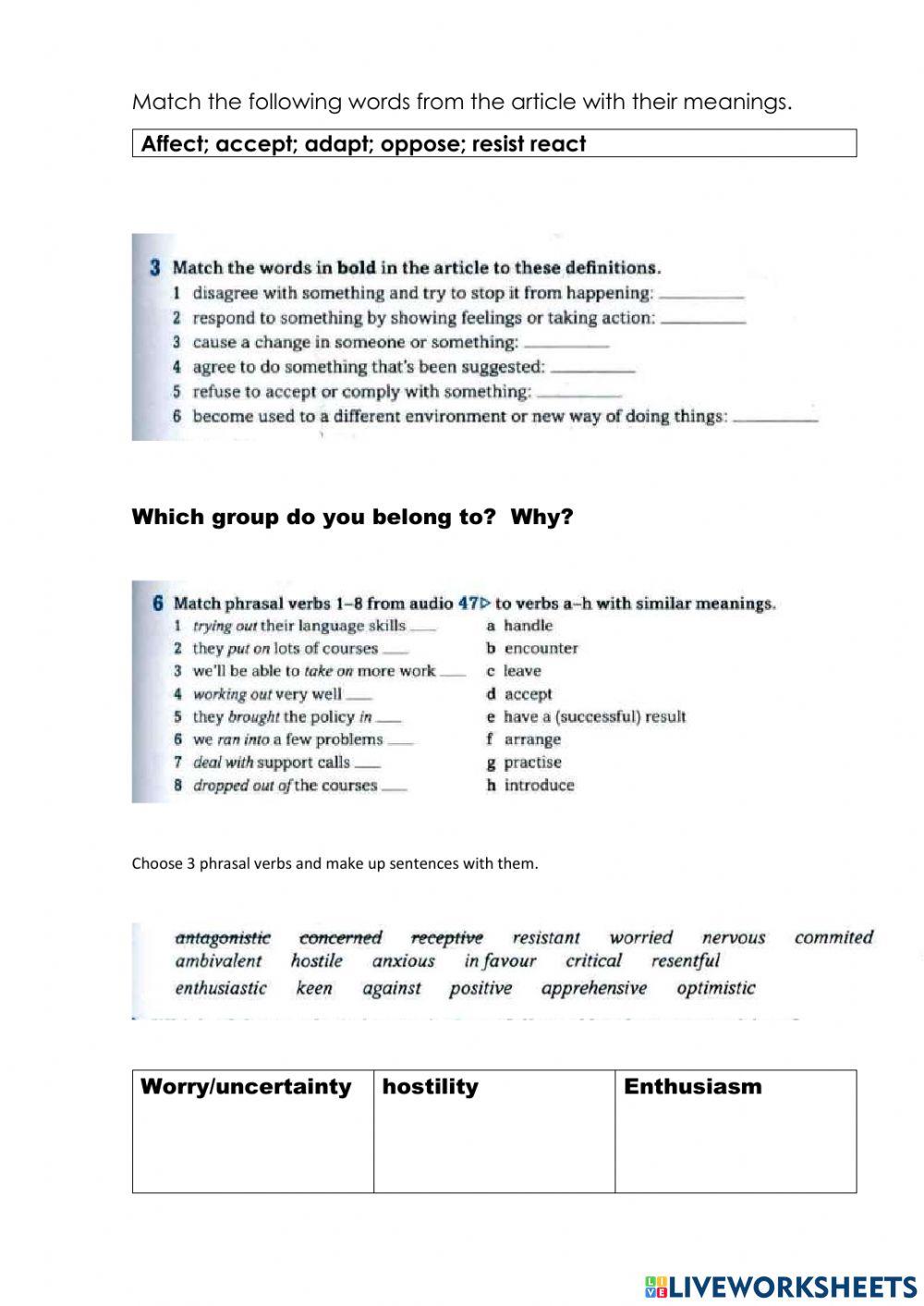 Changes interactive worksheet for upper | Live Worksheets