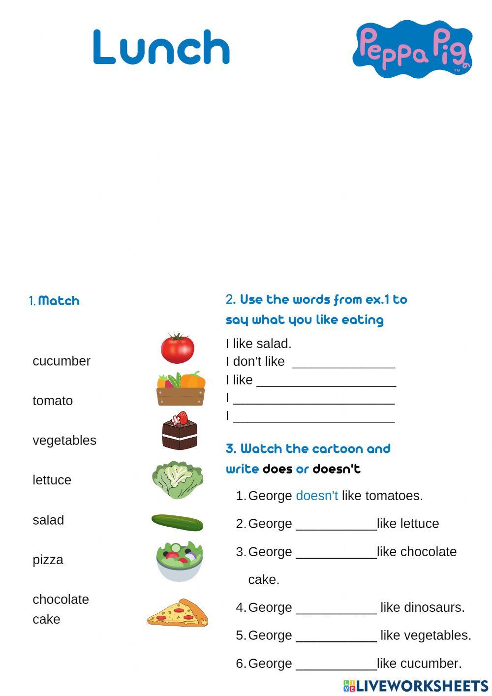 Lunch Peppa Pig Start Up 3 online exercise for | Live Worksheets