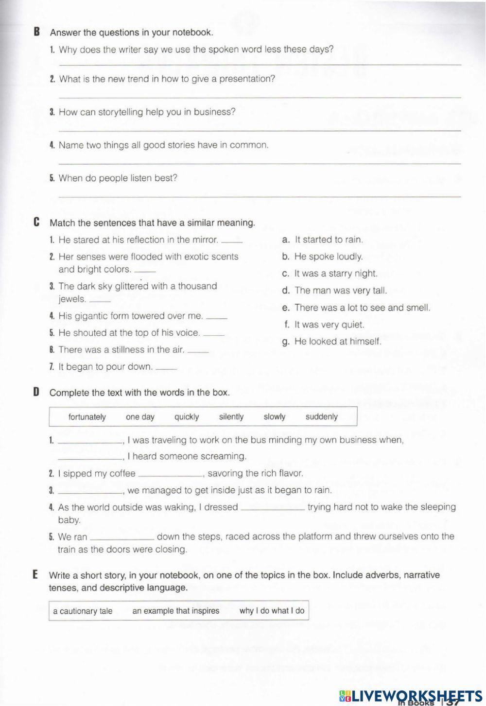 Unit 6 Lesson B In books online exercise for | Live Worksheets