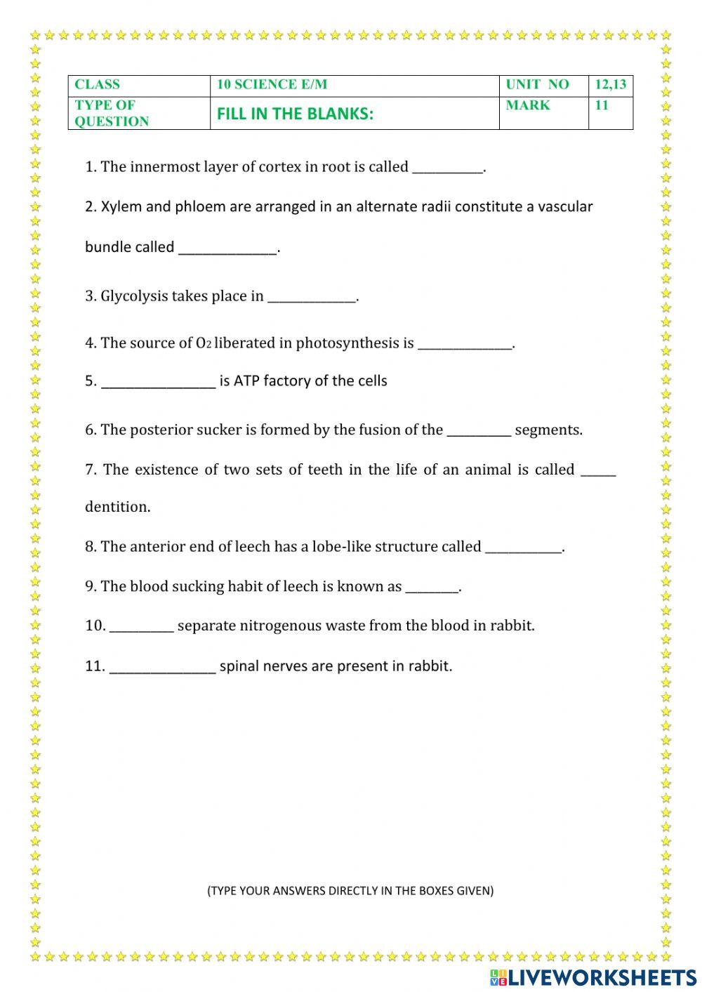Sslc science (e-m) unit.12,13 FILLUPS worksheet | Live Worksheets