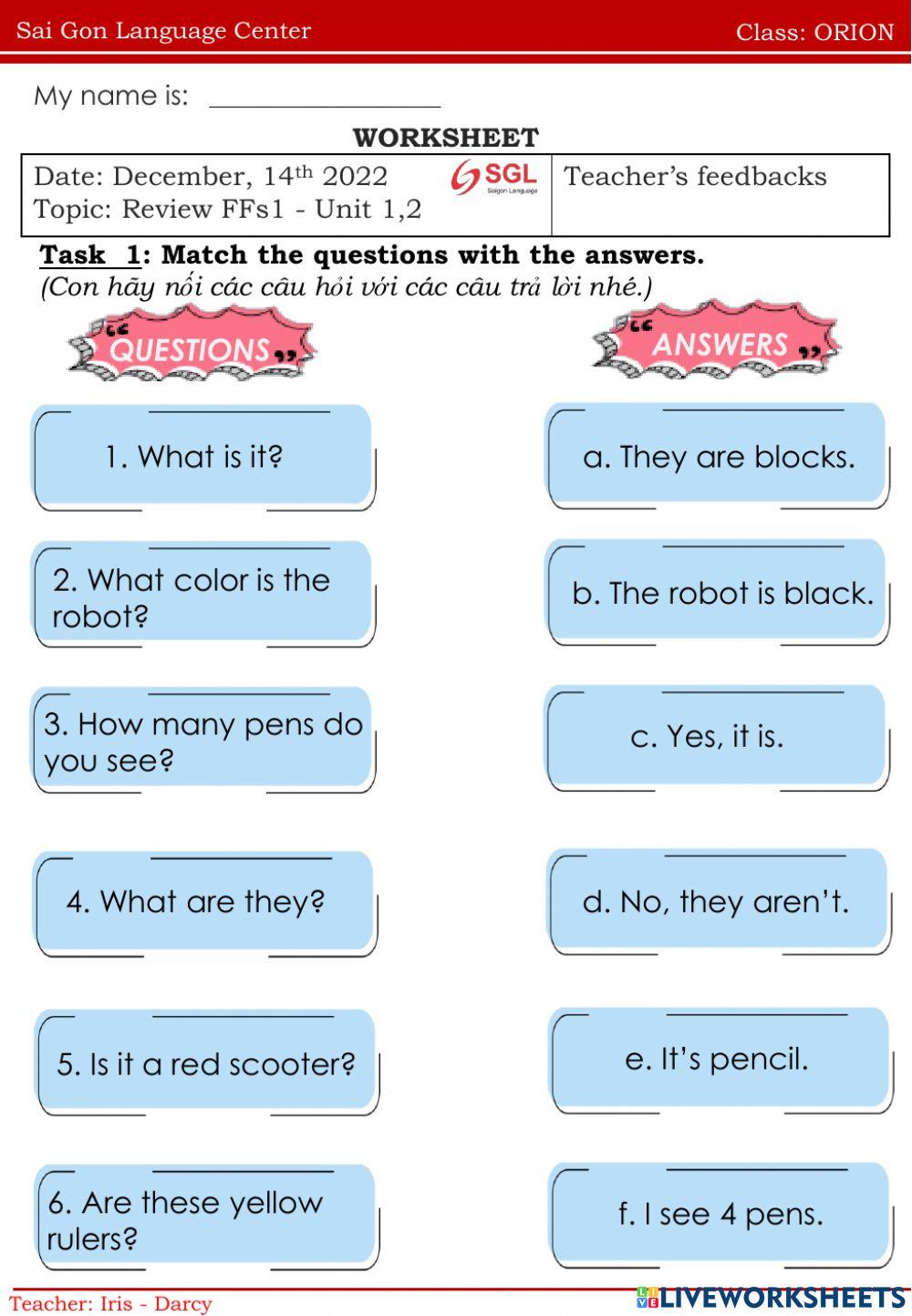 Orion 1412 worksheet | Live Worksheets