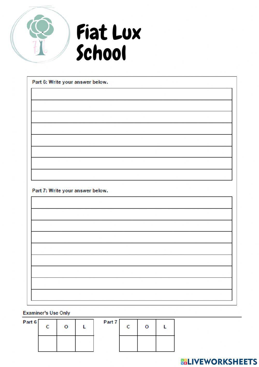 A2 answersheet worksheet | Live Worksheets
