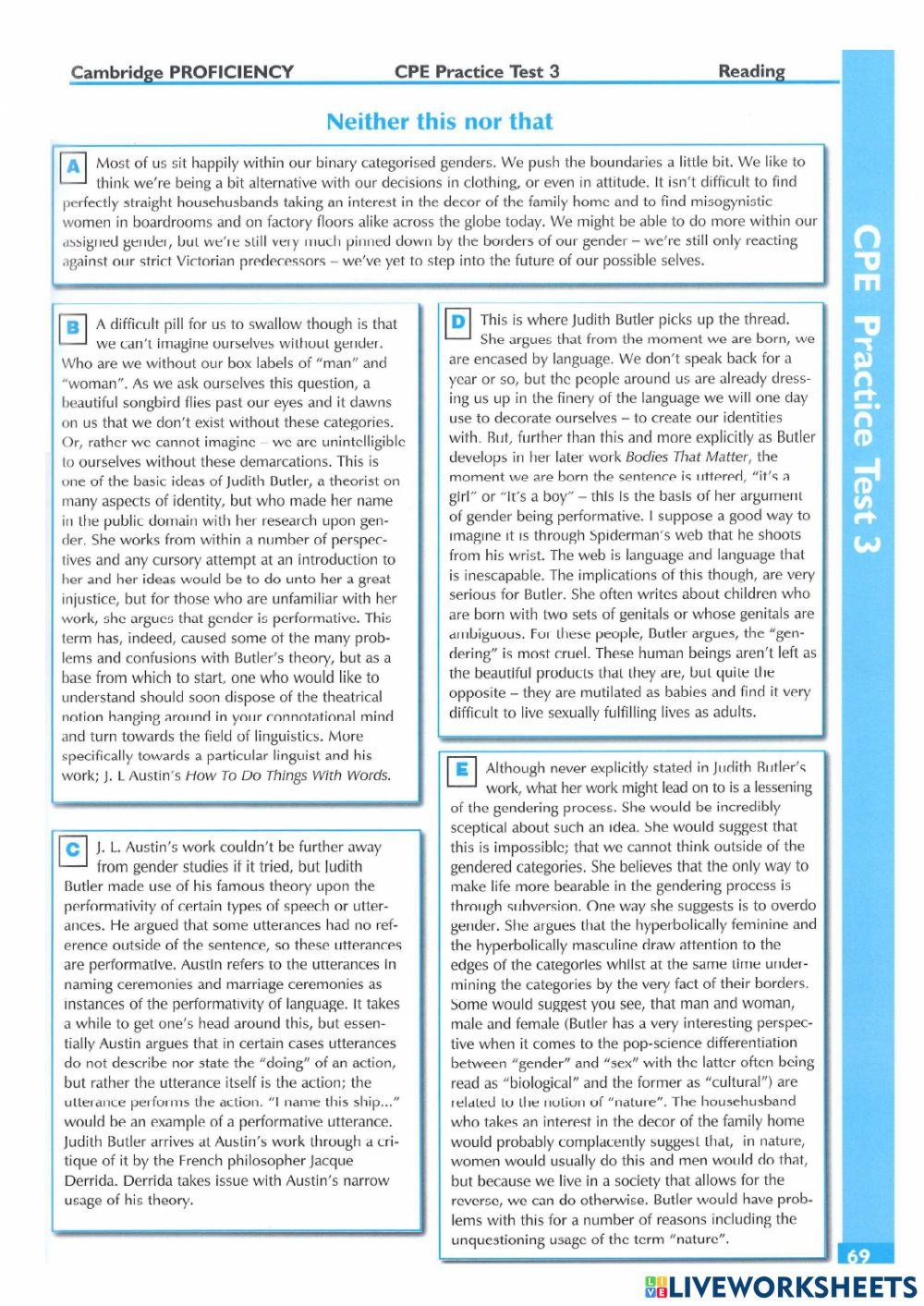 CPE TEST 3 SCD READING PARTS 5 TO 7 6920329 | Paul | Live