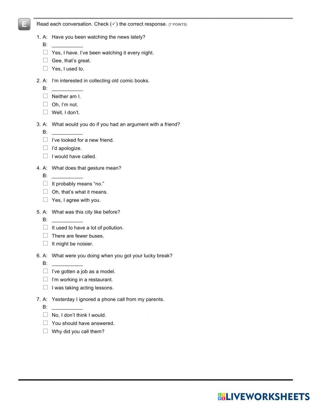 Interchange LEV… | Free Interactive Worksheets | 2499181