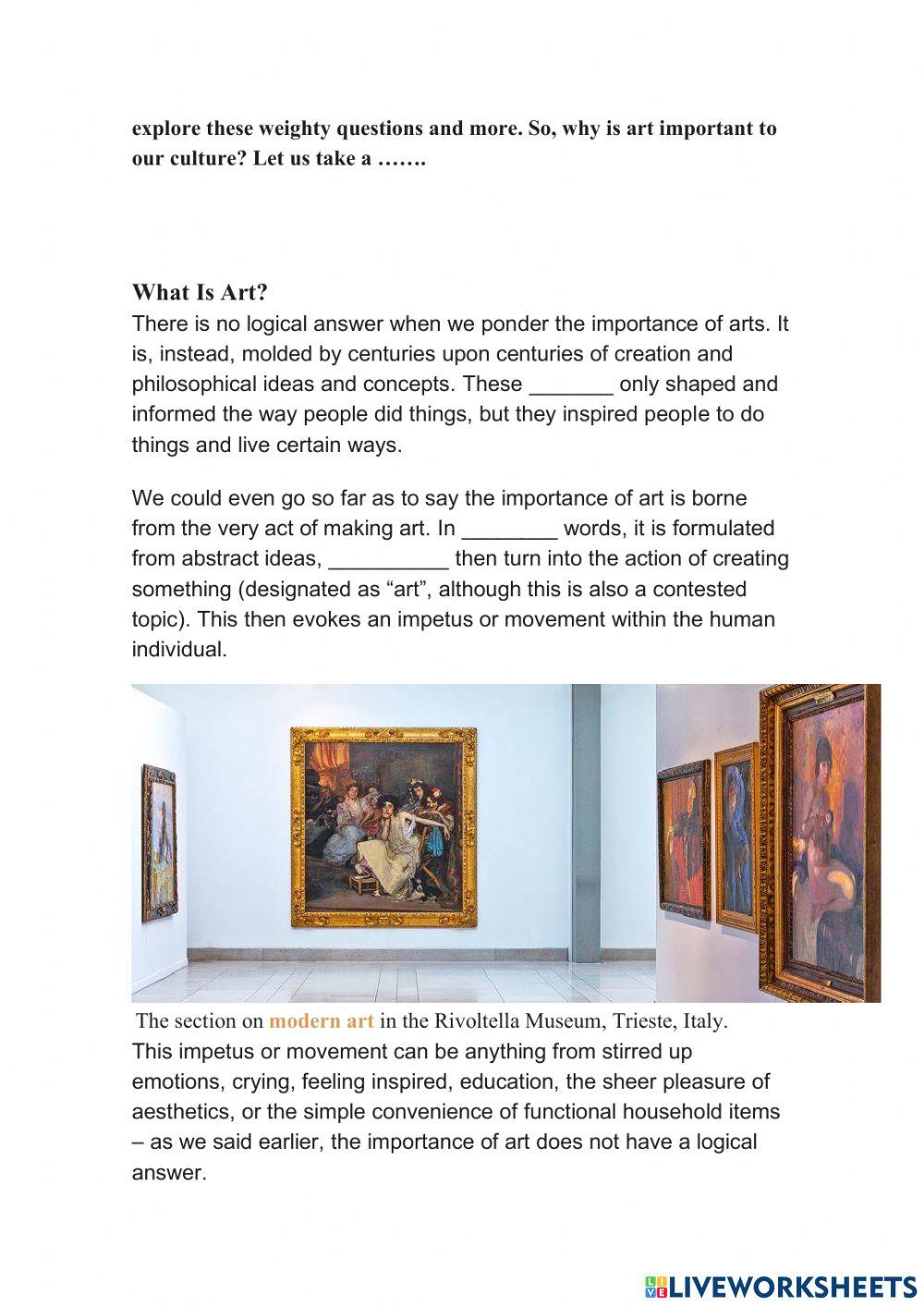 Why is Art important? worksheet | Live Worksheets