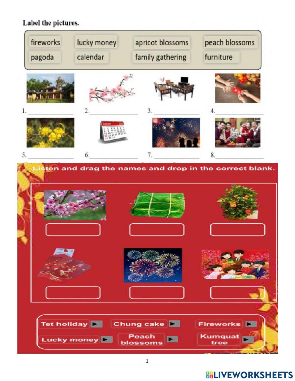 Tet holiday free online exercise | Live Worksheets