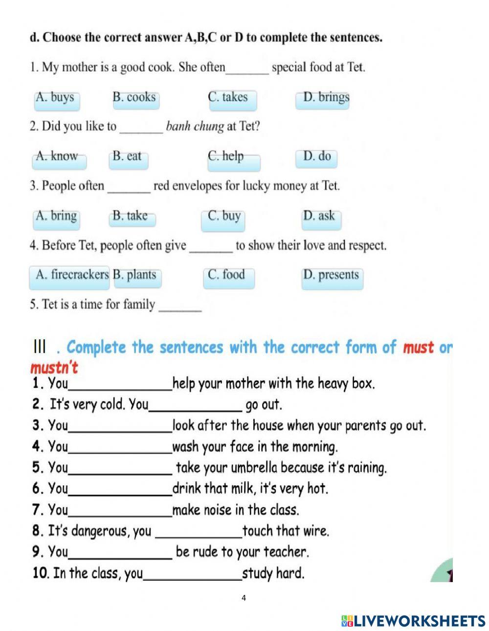 Tet holiday free online exercise | Live Worksheets