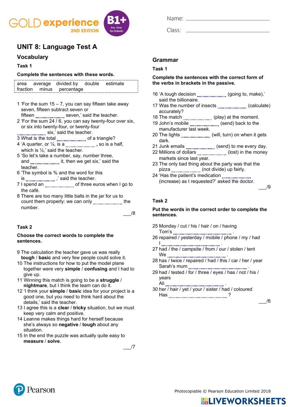 B1+ unit 8 2501875 | KarinaPtiger | Live Worksheets