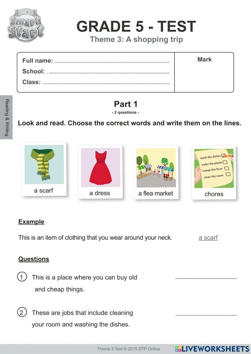 SMART START GRADE 5 THEME 3 READING online exercise for | Live Worksheets
