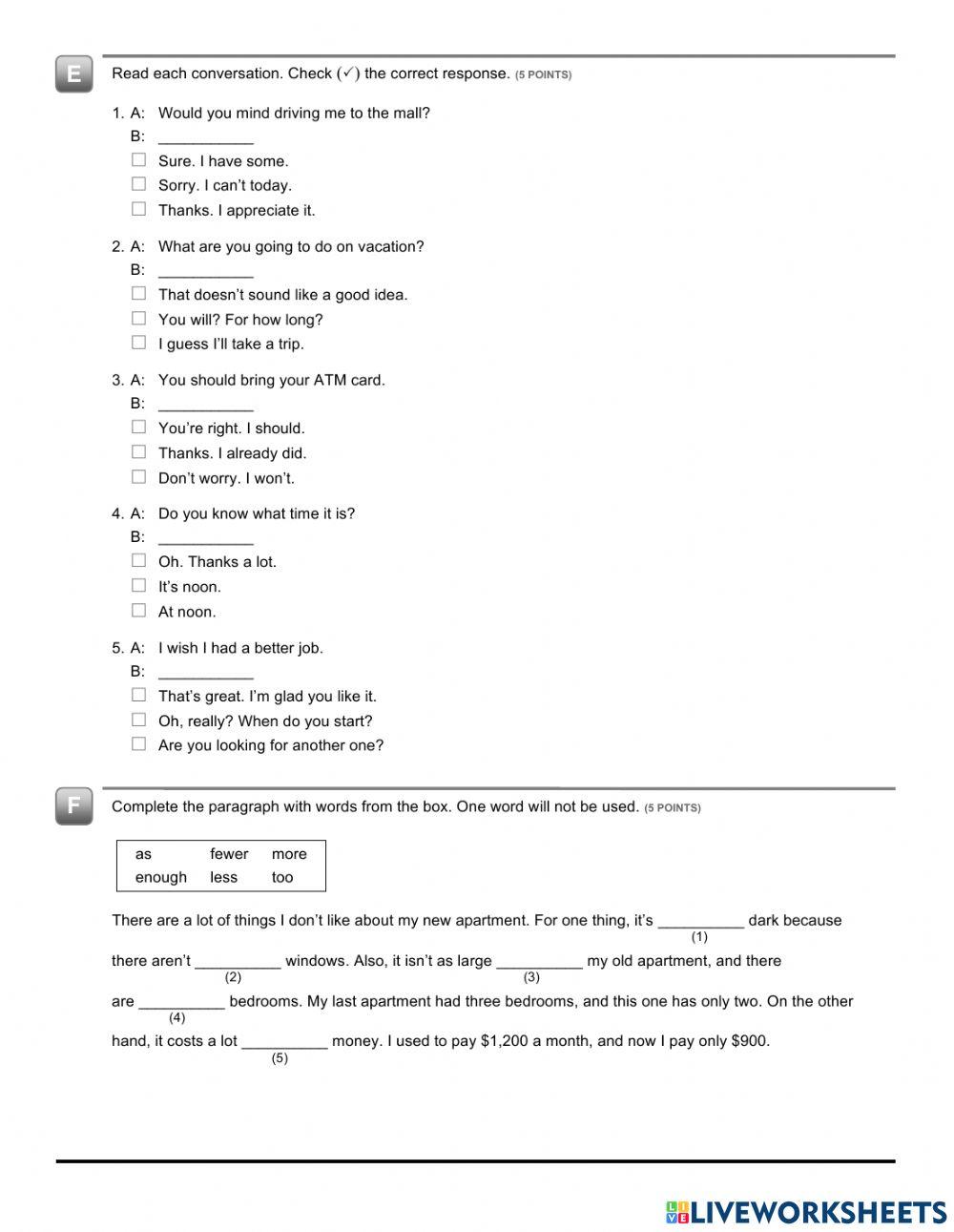 Interchange LEVEL 2, Final Test Part.1 1255