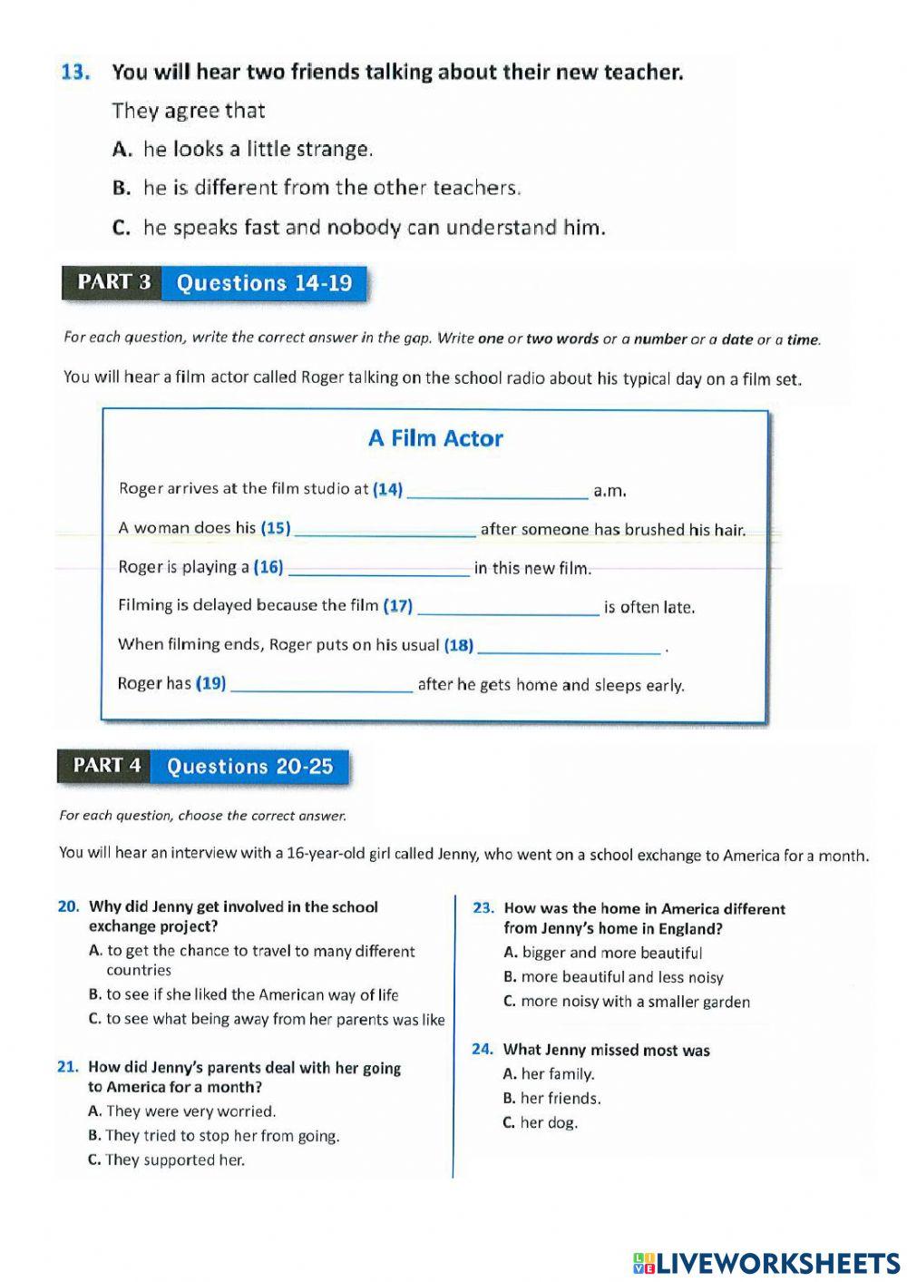 listening exam b1 online exercise for | Live Worksheets