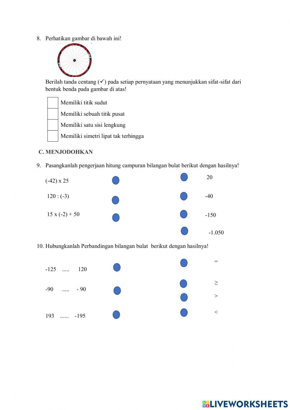 Belajar Tentang Matematika interactive worksheet | Live Worksheets