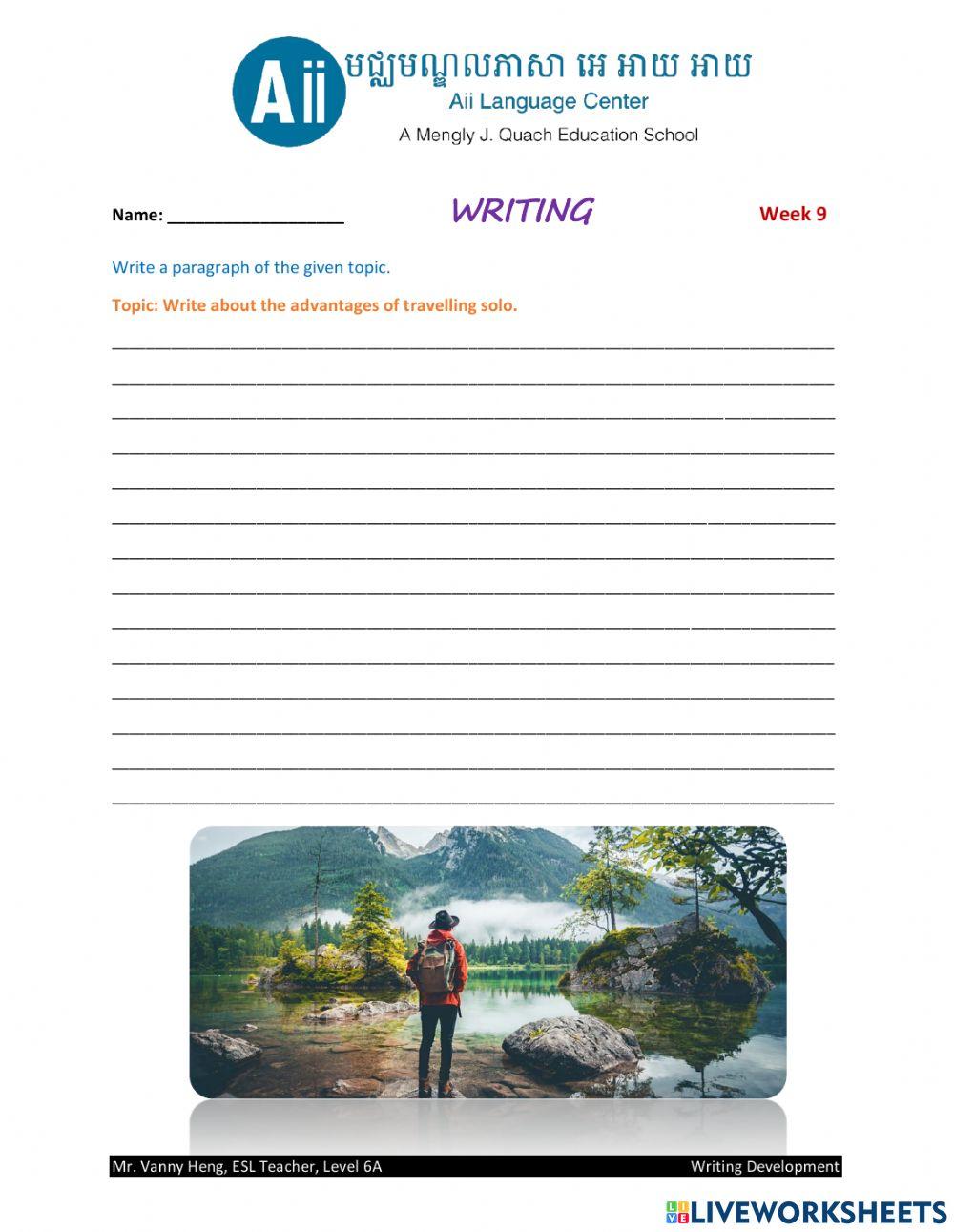 Paragraph Writing 1610 | Vanny Heng | Live Worksheets