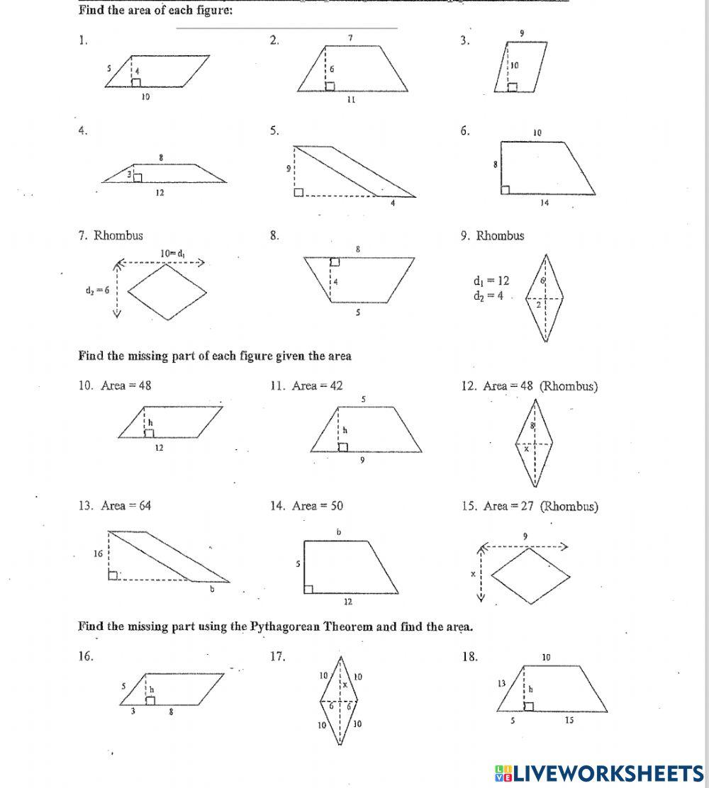 2502458 | Area of Trapezoid, Parallelogram and Rhombus