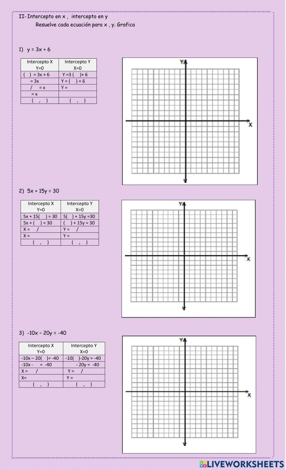 Graficas lineales con 2 variables worksheet | Live Worksheets