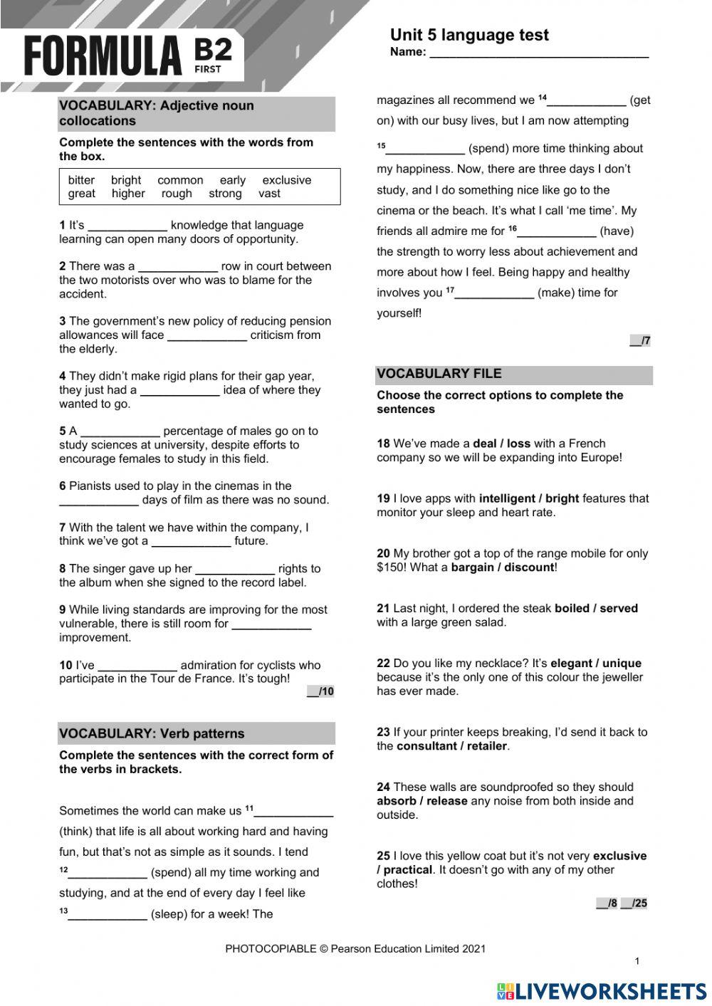 Formula B2 Unit… | Free Interactive Worksheets | 2502788