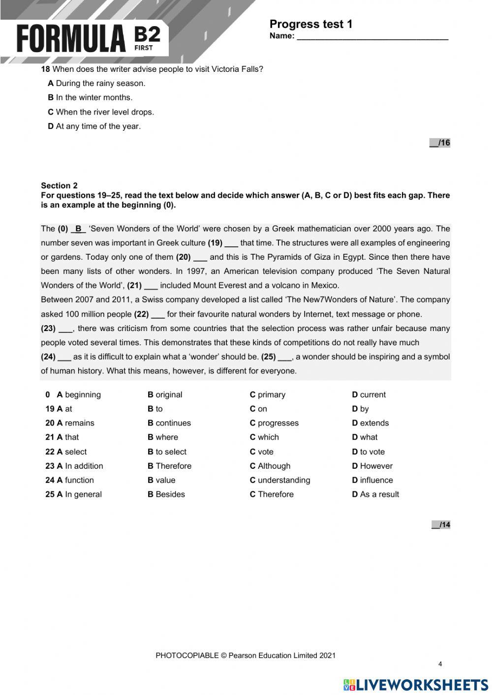 Formula B2 Prog… | Free Interactive Worksheets | 2502802
