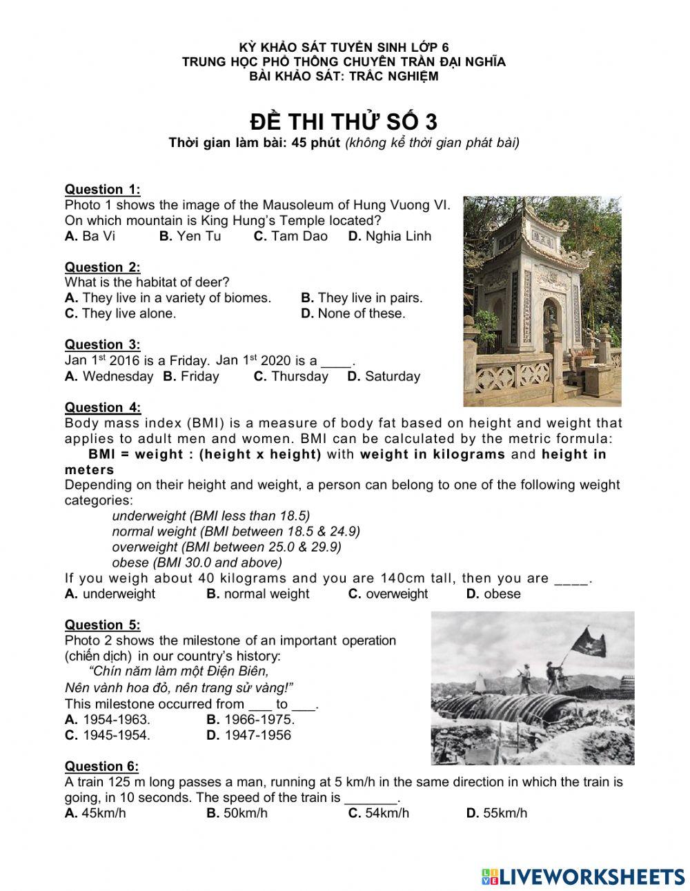 2503230 | EE6 - practice 3 | A12THUYORI | LiveWorksheets