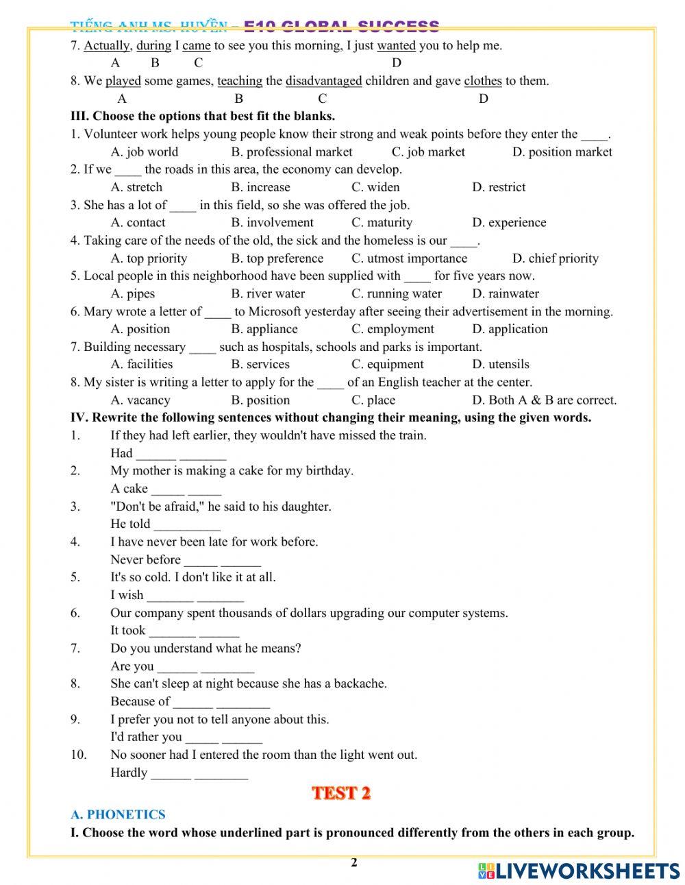 E10. global suc… | Free Interactive Worksheets | 2246561