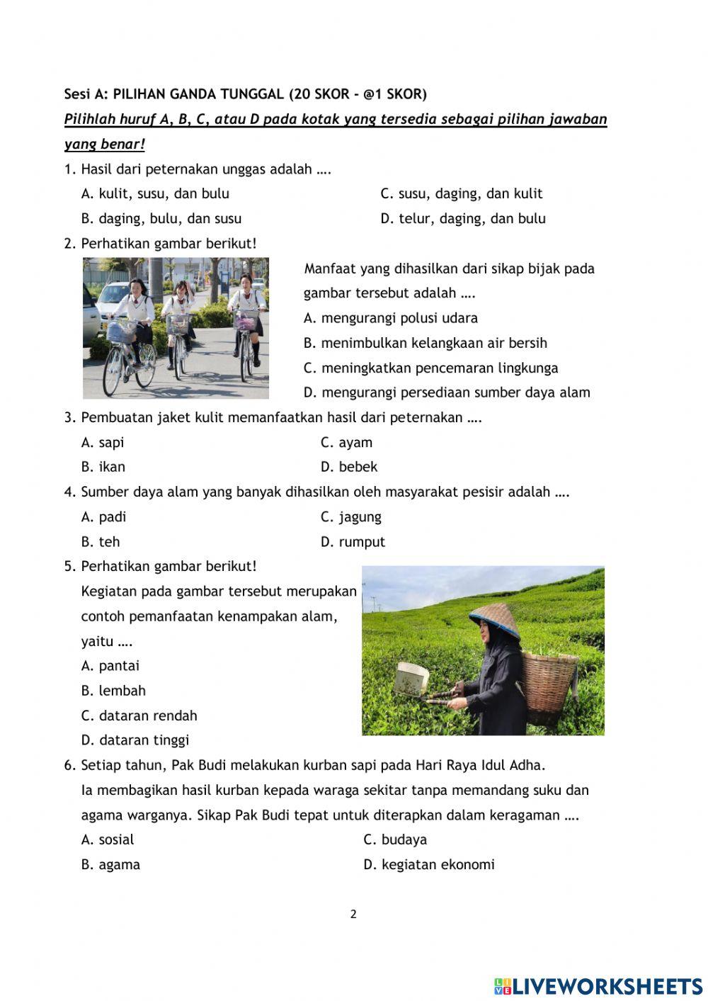 REMEDIAL PAS1 IPS Kelas 4 worksheet | Live Worksheets