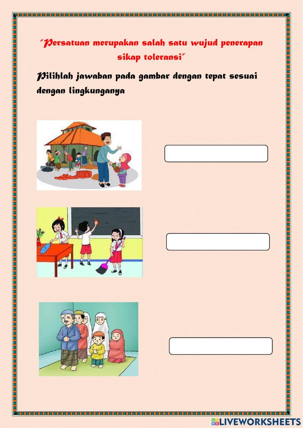 Persatuan Toleransi worksheet | Live Worksheets