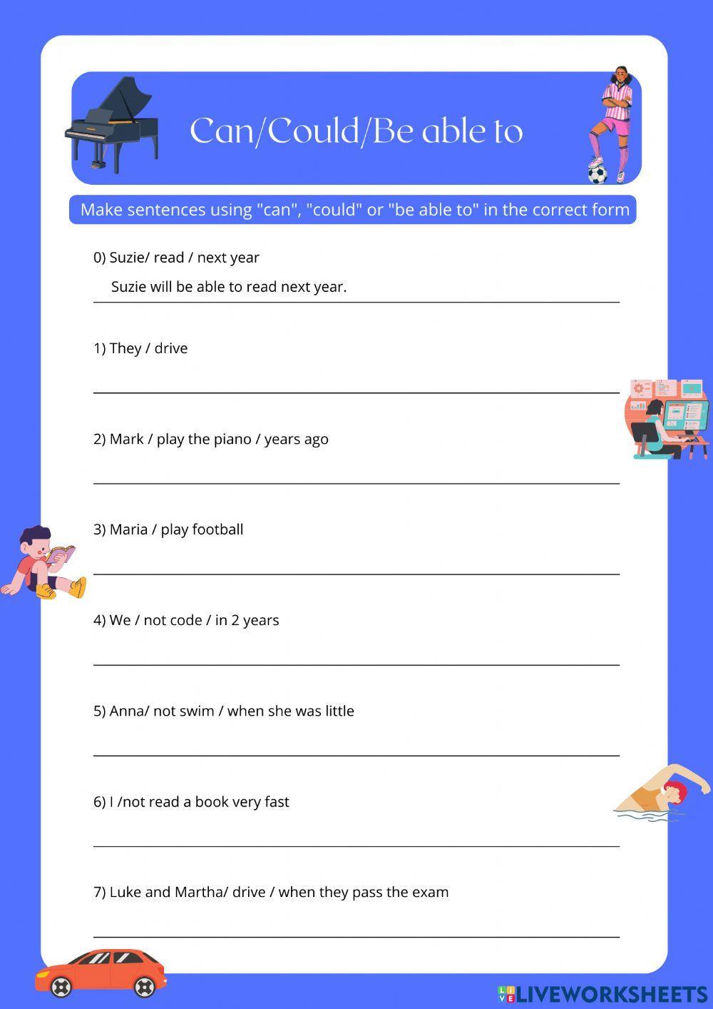 Can, could, wil… | Free Interactive Worksheets | 2246740