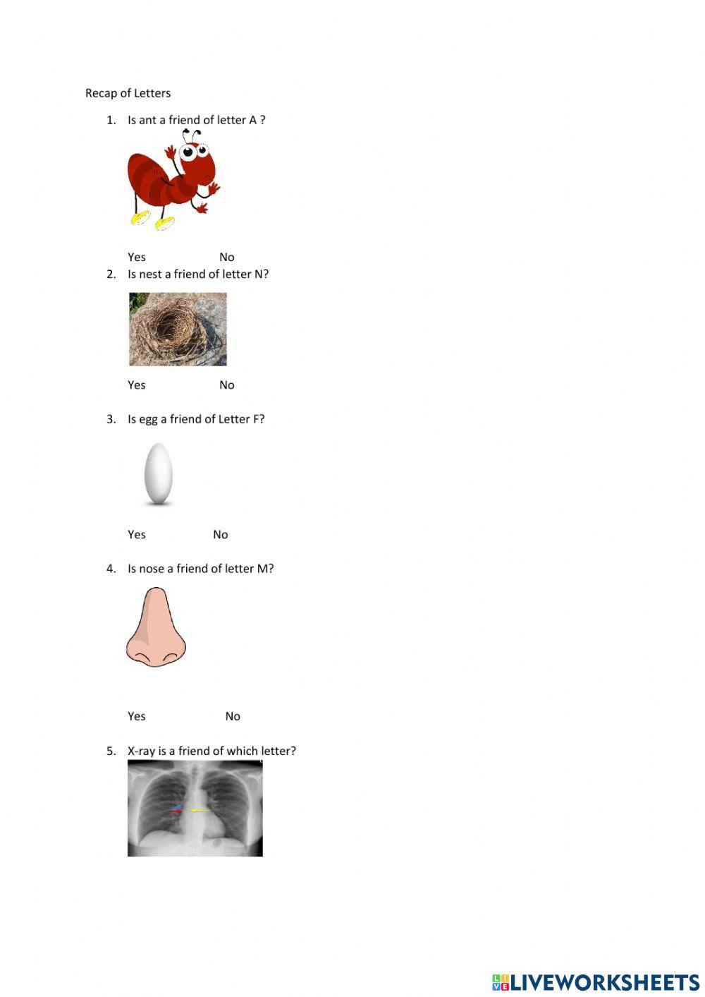 Recap of Letters 2246916 | Meghna Tana | Live Worksheets